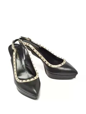 Saint Laurent Platform Studded Slingback Pumps