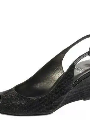 STUART WEITZMAN Glitter Fabric Wedge Sandals