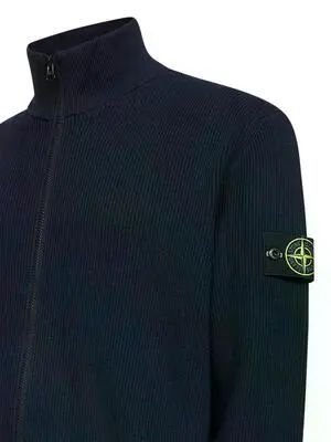 Stone Island Ribbed Stand-collar Cardigan - Blue