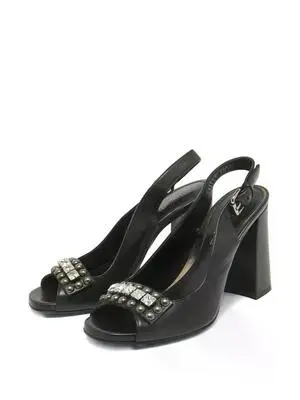 LORIBLU 120mm Crystal Stud Slingback Pumps