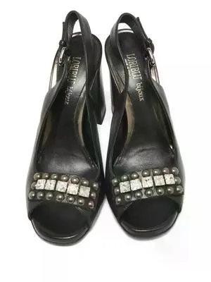 LORIBLU 120mm Crystal Stud Slingback Pumps