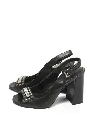 LORIBLU 120mm Crystal Stud Slingback Pumps