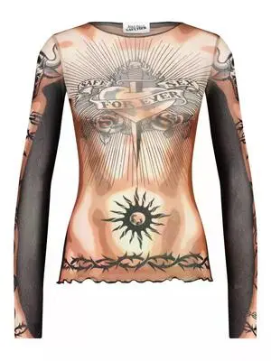 JEAN PAUL GAULTIER Safe Sex Tattoo Long-sleeve Top - Neutrals
