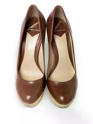 Brian Atwood Pumps With Raffia And Python Effect Leather