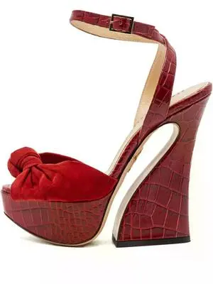CHARLOTTE OLYMPIA Croc-embossed Bow Platform Sandals