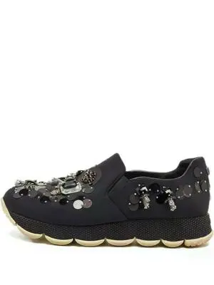 Prada Crystal-embellished Slip-on Sneakers