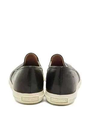 Miu Miu Metallic Cap Toe Leather Slip-on Sneakers