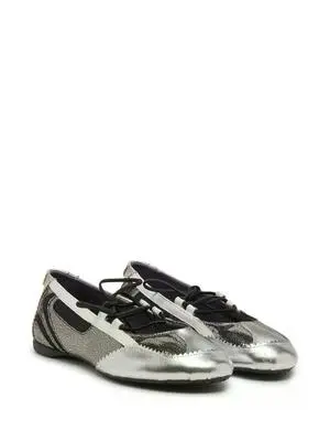 DIESEL® D-mile Ballet Flats With Panelled Design And Bungee Laces - Silver