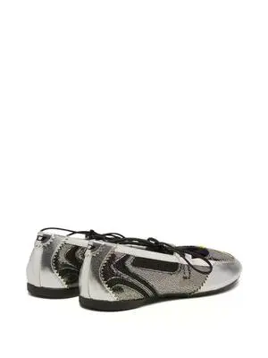DIESEL® D-mile Ballet Flats With Panelled Design And Bungee Laces - Silver