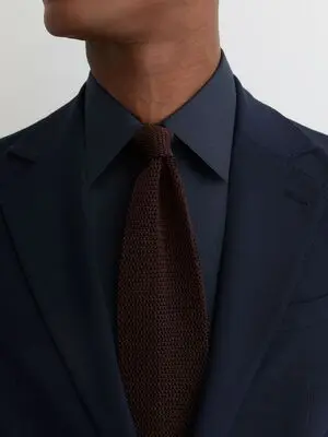 REISS Vega Stretch-cotton Concealed-placket Shirt Slim-fit - Navy