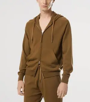 TOM FORD Cashmere-wool Leather-trim Hoodie