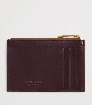 Bottega Veneta Leather Intrecciato Zipped Card Case