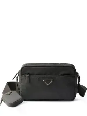 Prada Zip Pouch Woven Strap Shoulder Bag - Grey