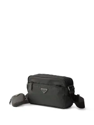 Prada Zip Pouch Woven Strap Shoulder Bag - Grey