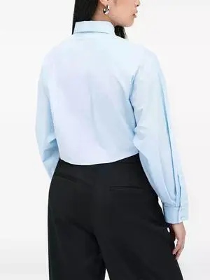 MARCELLA Ezra Diagonal-seams Buttoned-cuffs Top - Blue