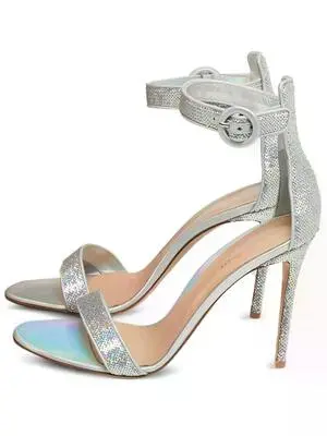 GIANVITO ROSSI Portofino Ankle-strap Sequinned Sandals - Silver