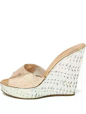 GIUSEPPE ZANOTTI 135mm Leather Wedge Sandals - Gold