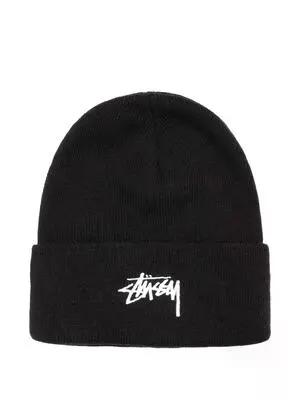 StÜssy Stock Logo-embroidered Beanie - Black