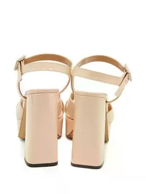 SERGIO ROSSI Beige Patent Leather Criss-cross Platform Sandals
