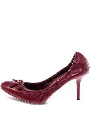 LOUIS VUITTON Burgundy Leather Monogram Perforated Pumps