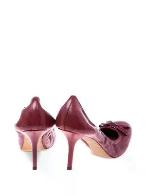 LOUIS VUITTON Burgundy Leather Monogram Perforated Pumps