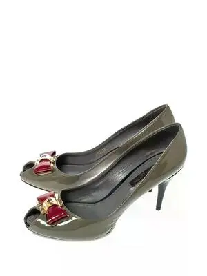 LOUIS VUITTON Peep-toe Patent Pumps With Bow Detailing