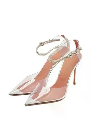 Amina Muaddi 100mm Crystal-embellished Ankle-strap Pumps