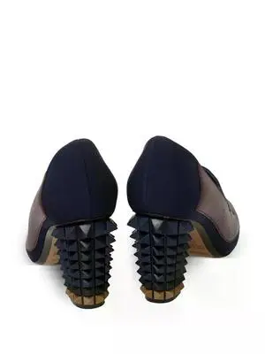 Fendi Studded-heel Leather Pumps