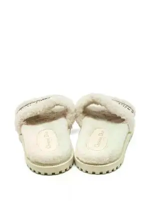 Dior Dway Shearling Slides - Neutrals