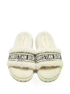 Dior Dway Shearling Slides - Neutrals