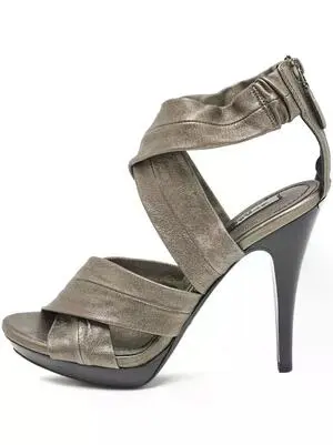 Burberry Leather Crossover Strap Stiletto Sandals