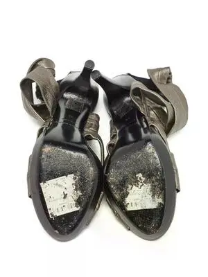 Burberry Leather Crossover Strap Stiletto Sandals