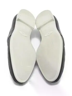 Prada Leather Loafers With Perforated Design And Penny Strap