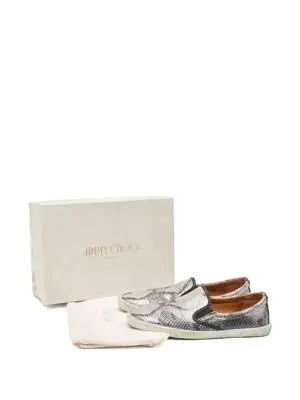 JIMMY CHOO Snakeskin-effect Slip-on Sneakers - Grey