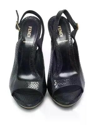 Fendi Python Embossed-leather Sandals