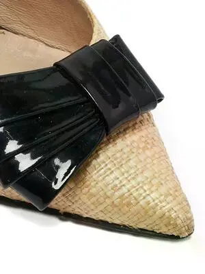 Fendi 80mm Raffia Slingback Pumps With Bow Detailing