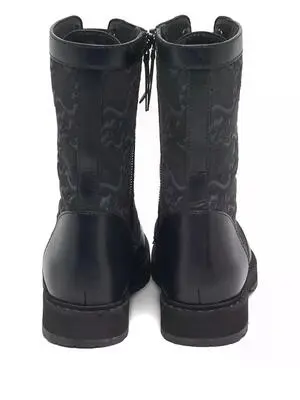 Fendi Karligraphy Jacquard Leather Combat Boots