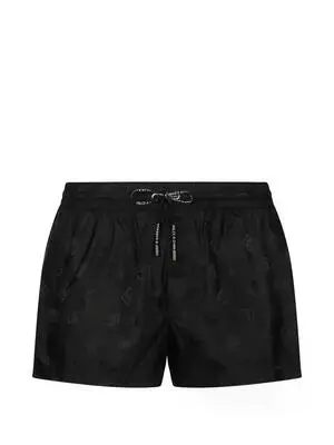 Dolce & Gabbana Logo-plaque Swim Shorts - Black
