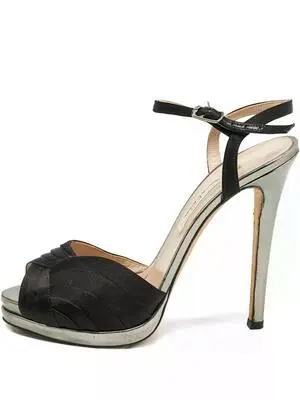 Oscar De La Renta Satin Sandals - Black