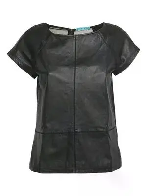 Alice + Olivia Leather Chiffon Top