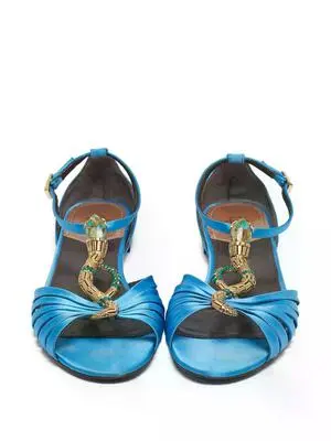 Roberto Cavalli Snake Logo T-strap Sandals