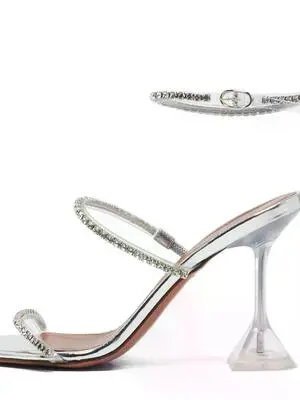 Amina Muaddi Rhinestone Strap Sandals