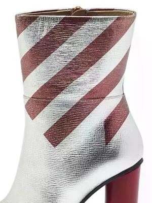ANYA HINDMARCH 100mm Striped Heeled Boots - Silver