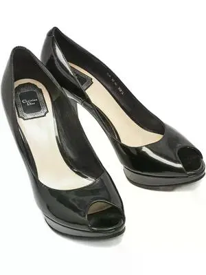 Dior Patent Leather Peep-toe Pumps - Black