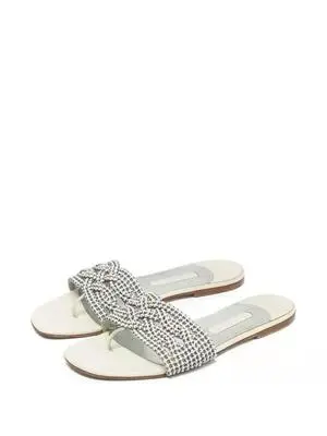 GINA Loren Leather Flat Sandals