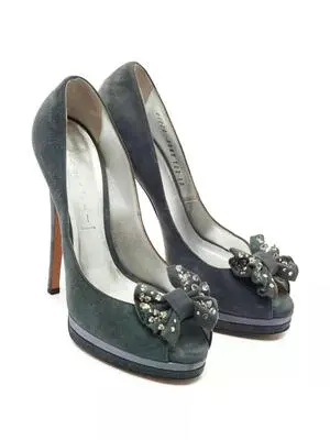 Casadei 150mm Peep-toe Bow Pumps - Grey