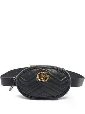 Women's Black Leather Belt Bags