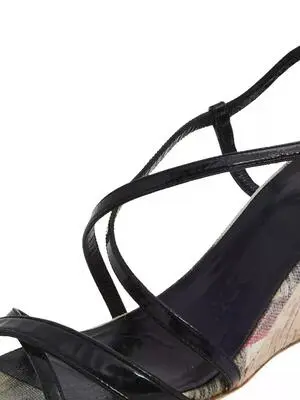 Burberry Patent Leather Wedge Sandals