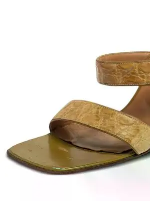 Casadei Leather Slides With Dual Straps And Crocodile Pattern