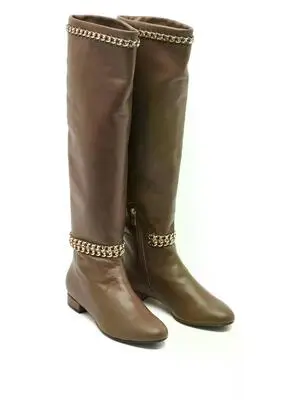 LE SILLA Chain-detail Leather Boots
